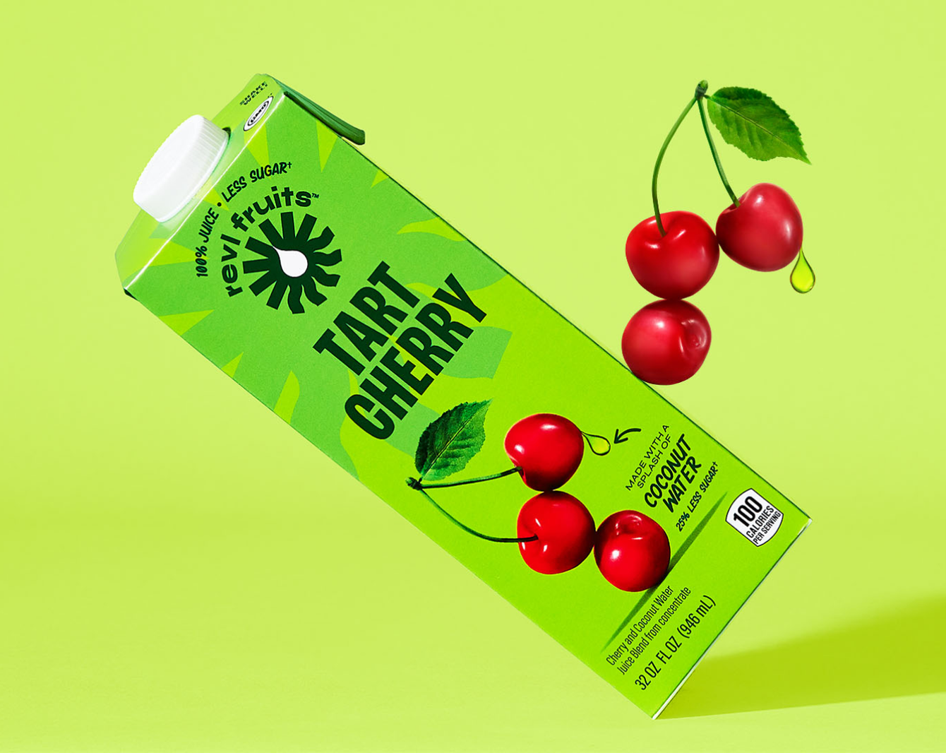 Revl Fruits. 100% Juice with a Splash of Coconut Water. No Added Sugar